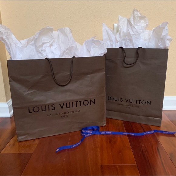 Louis Vuitton | Bags | Authentic Lv Paper Shopping Bags And Ribbon ...